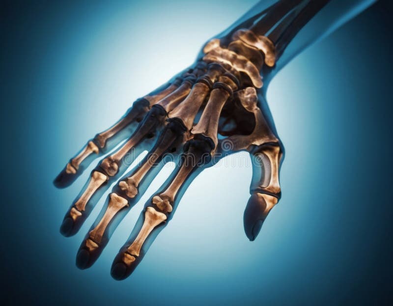 A Skeleton Hand is Shown in a Blue Background Stock Illustration ...