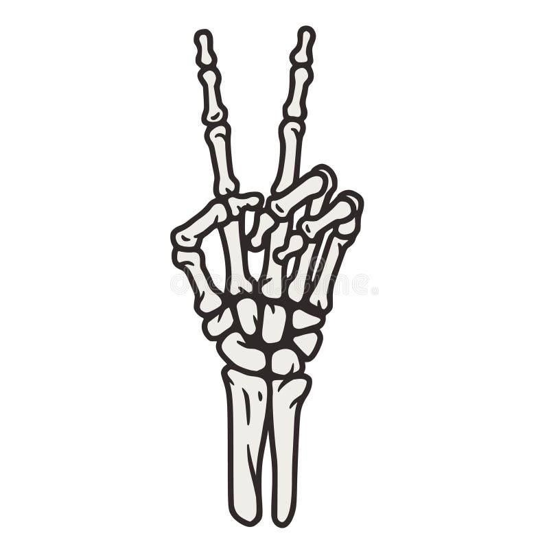 Skeleton Hand Rock Sign for Halloween Design. Hand Bones Gesture ...
