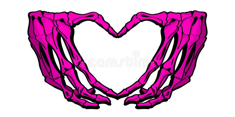 Skeleton Hands Howing Heart Shape. Bone Hands Goth Style Illustration ...