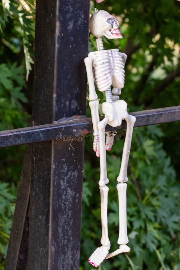 A Skeleton is Hanging from a Bridge Rail Stock Image - Image of human ...