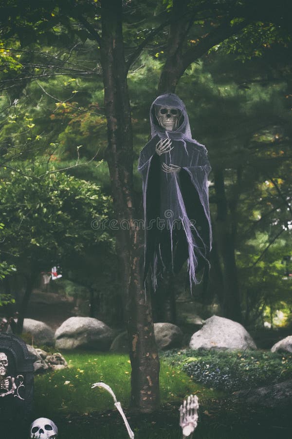 Hanging Halloween Decor Outside Stock Image - Image of hanging ...