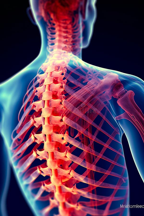 Skeleton with Highlighted Back and Neck Area Showing the Bones ...