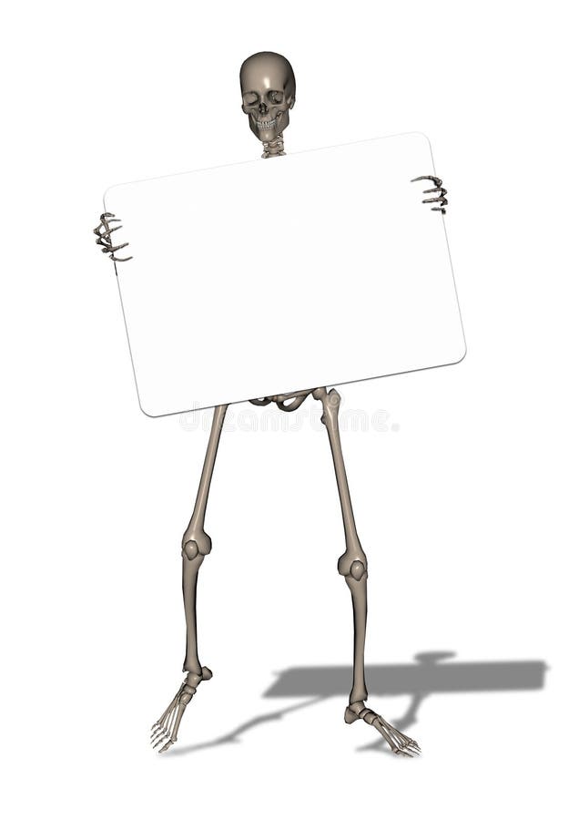 Skeleton Holding Blank Sign Stock Illustration - Illustration of blank ...