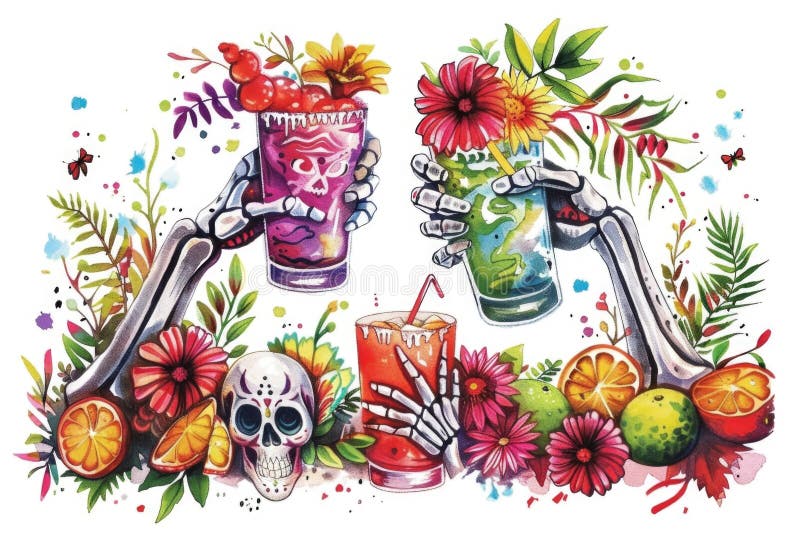 A Skeleton Holding a Drink, a Unique and Quirky Image Stock Image ...