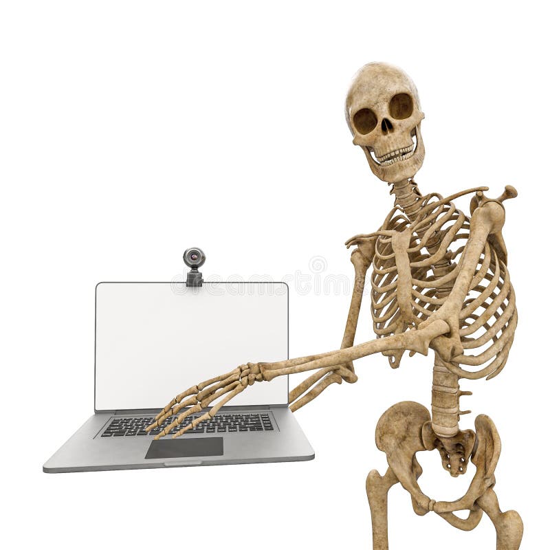 Skeleton is Holding a Laptop Stock Illustration - Illustration of human ...