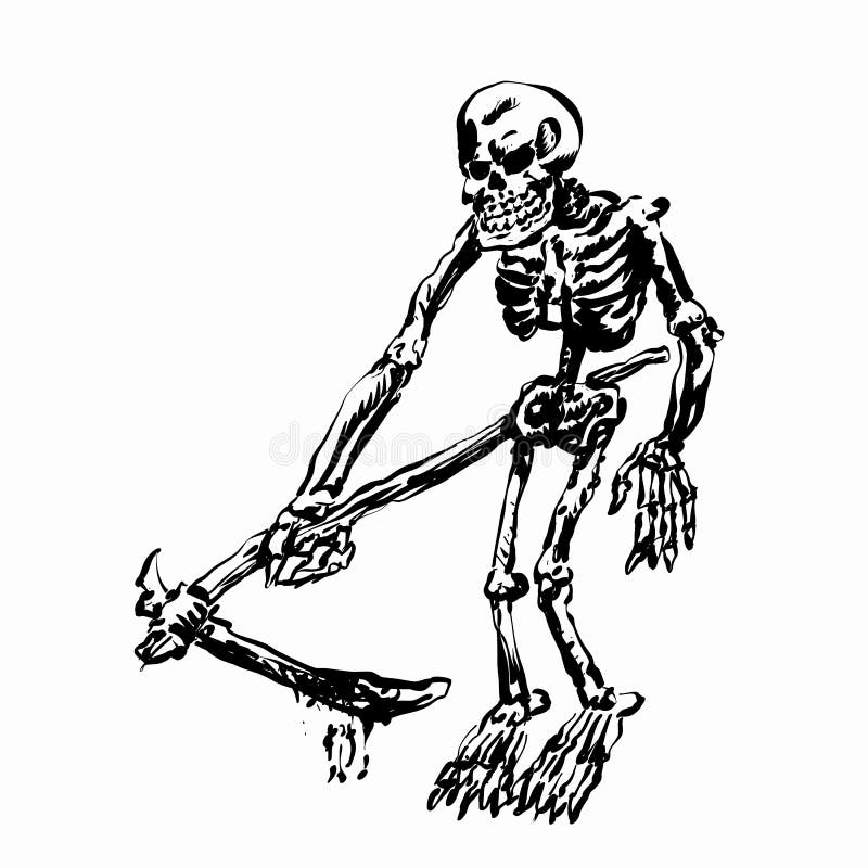 Skeleton holding a scythe stock vector. Illustration of reaper - 144377400