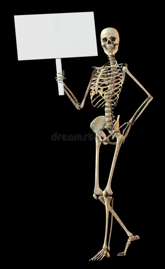 Skeleton Holding Sign Stock Photography - Image: 14395462