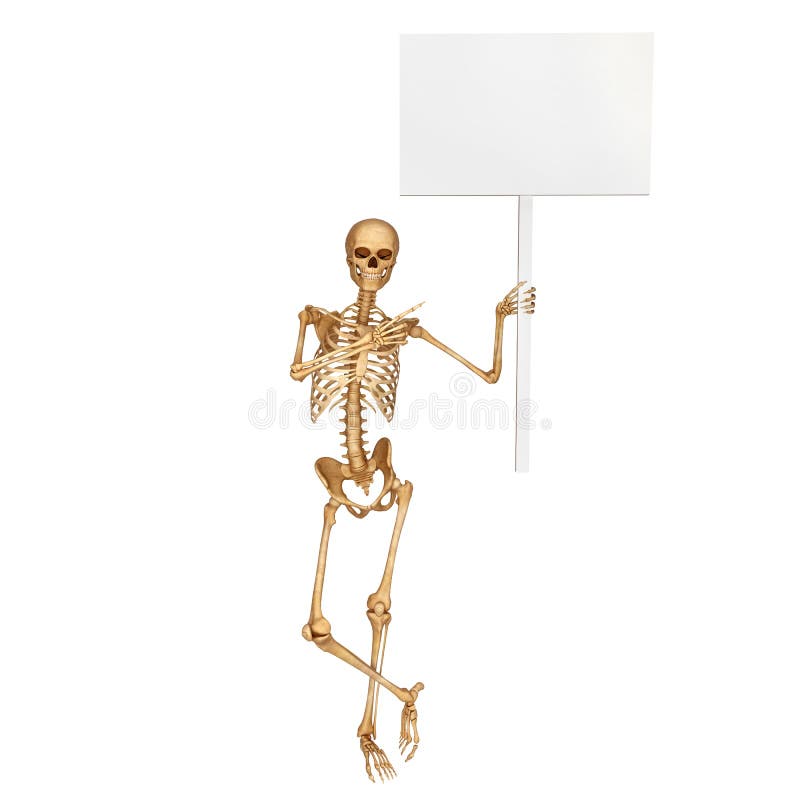 Skeleton Holding a Sign Board Stock Illustration - Illustration of nose ...