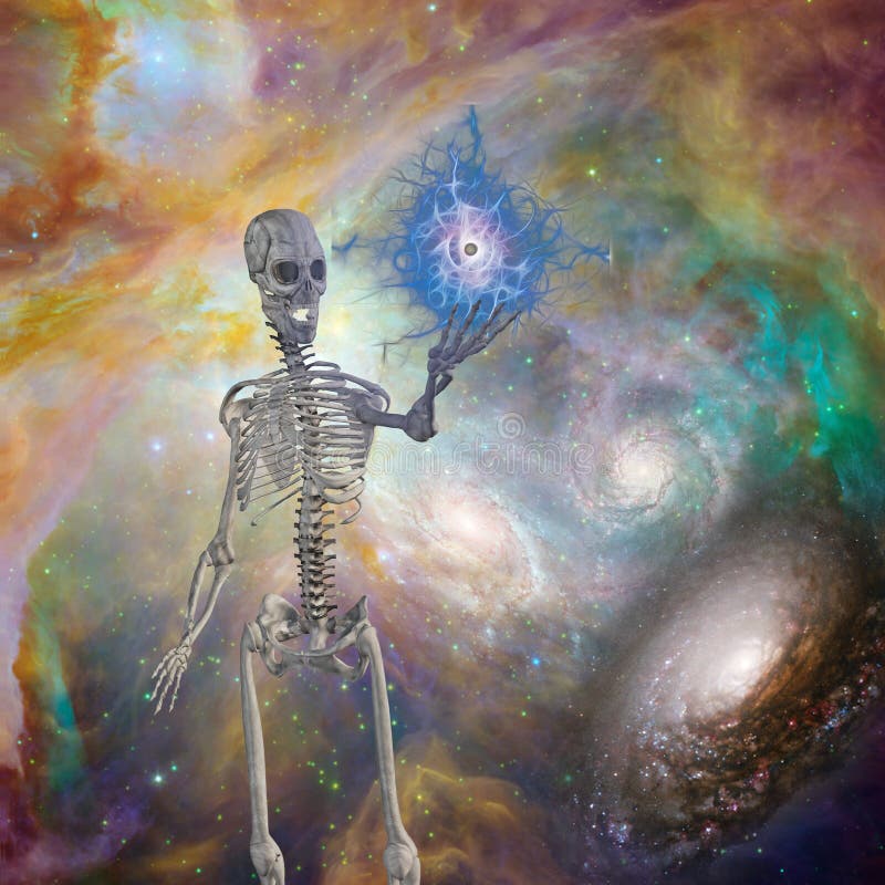 Skeleton Holds Floating Eye Deep Space Stock Illustration ...
