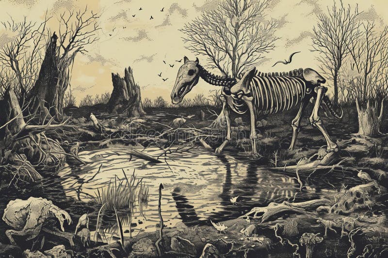 Zebra Skeleton Anatomy Isolated on White Background Stock Illustration ...