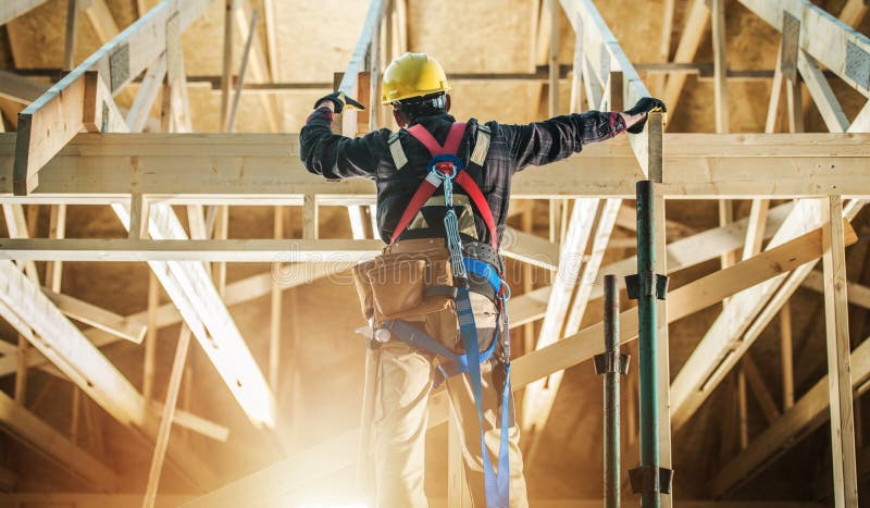 Skeleton House Frame Construction Worker Stock Image - Image of home ...