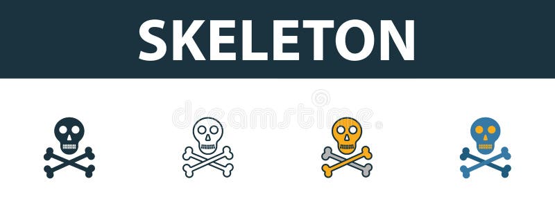 Skeleton Icon Set. Premium Symbol in Different Styles from Halloween ...