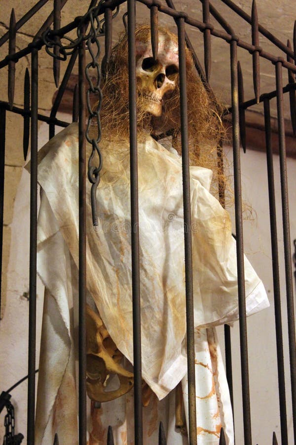 Skeleton in jail stock photo. Image of skull, head, horror - 92343604