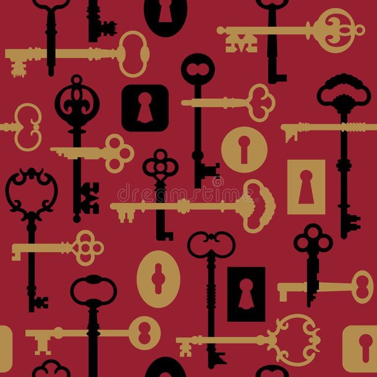 Skeleton Key-Lock Pattern_Red Stock Vector - Illustration of latch ...