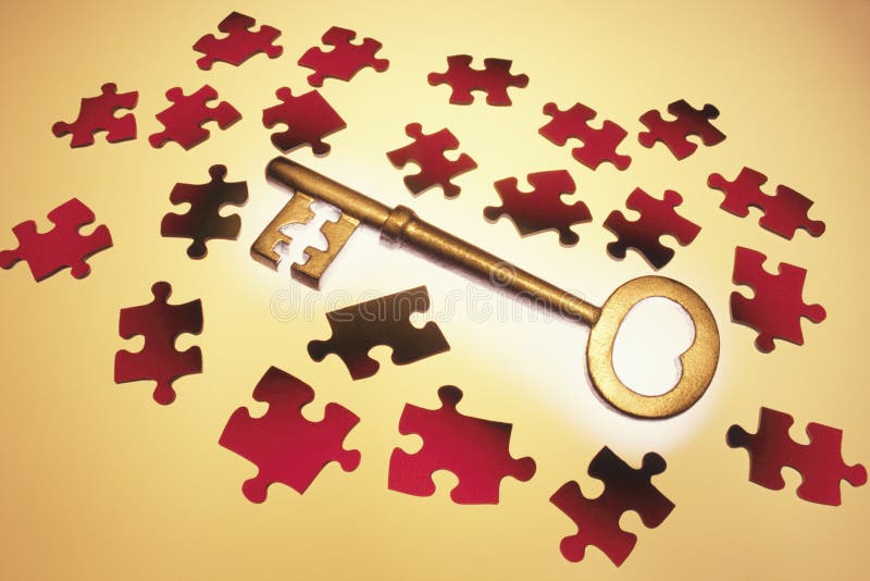 Skeleton Key and Puzzle Pieces Stock Image - Image of security, control ...