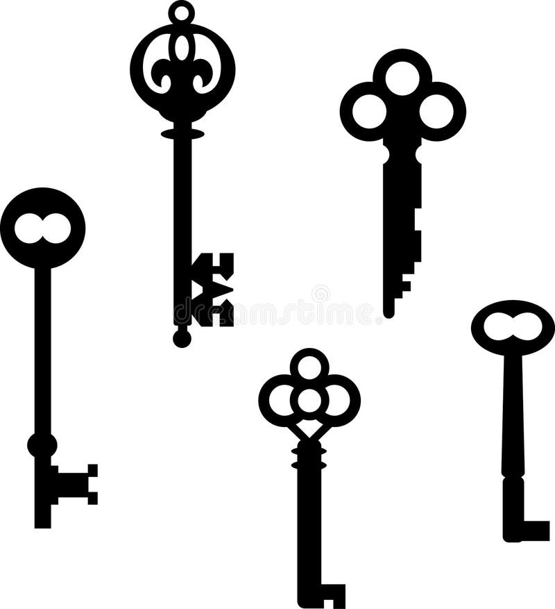 Skeleton Keys Set stock vector. Illustration of antique - 10743836