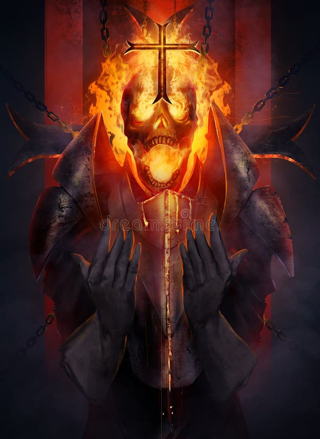 Knight on fire stock illustration. Illustration of christianity - 96835292