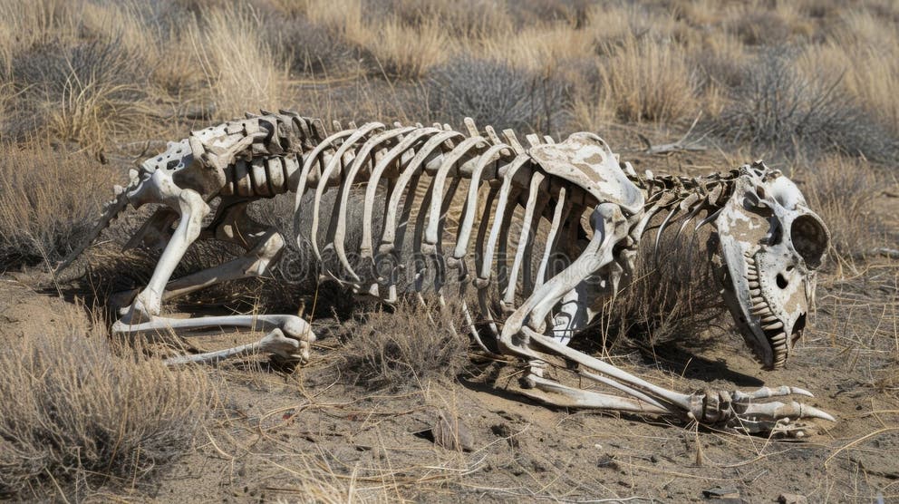 The Skeleton of a Large Animal Its Bones Bleached White and Tered in ...