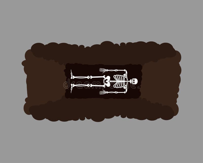 Skeleton Lies in Grave. Death Vector Illustration Stock Vector ...