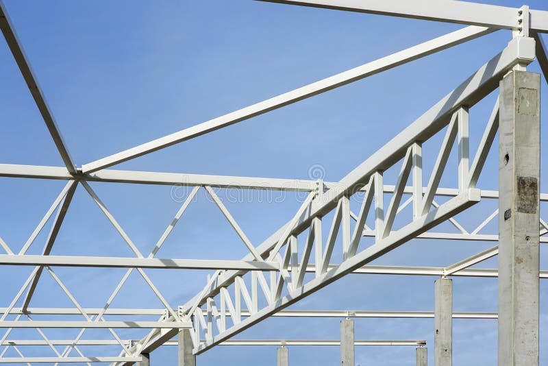 Skeleton of Metal Building Under Construction, Industrial Object Stock ...