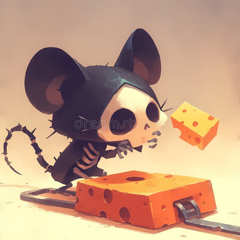 Skeleton Mouse, Cheese: Charming Illustration for Ad Campaign Stock ...