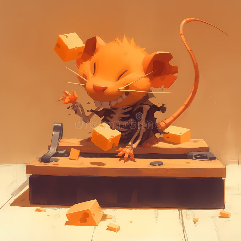 Skeleton Mouse S Cheesy Delight Stock Illustration - Illustration of ...