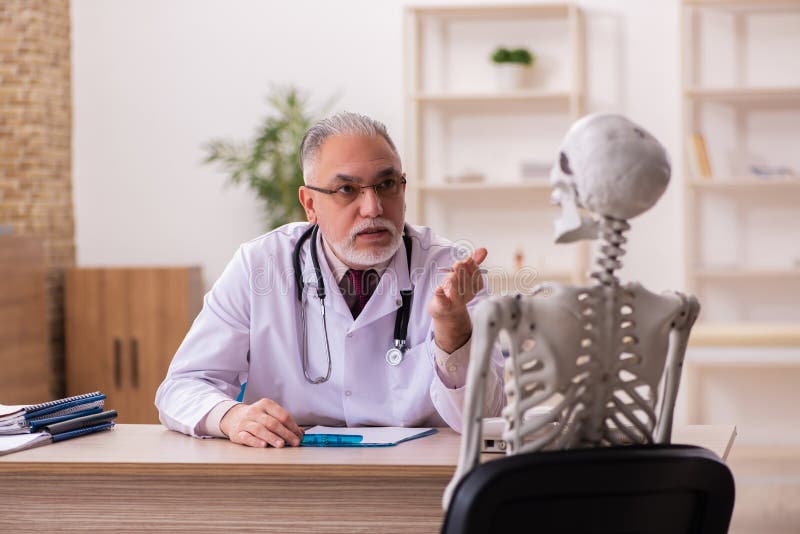 Dead Patient Visiting Old Male Doctor Stock Image - Image of body ...