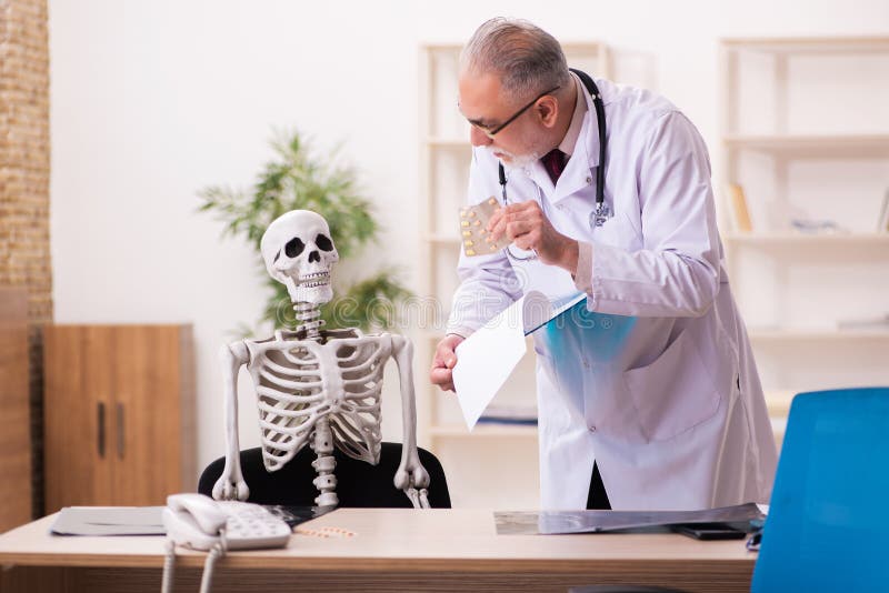 Dead Patient Visiting Old Male Doctor Stock Photo - Image of examining ...