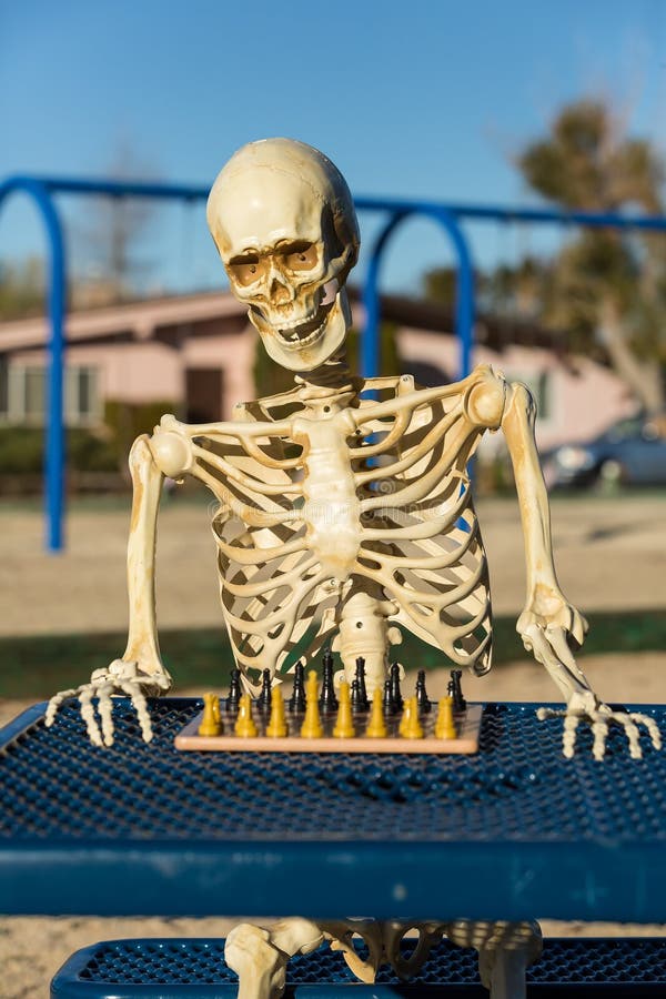Skeleton playing chess stock image. Image of pieces - 129505141