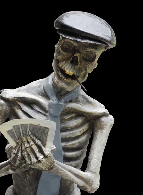 Skeleton Playing Poker Isolated with Clipping Path. Stock Photo - Image ...