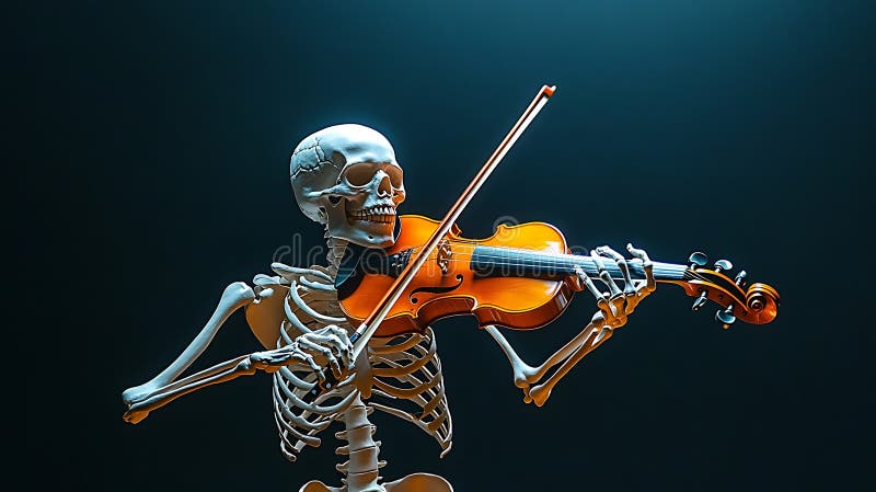 Skeleton Playing Violin in Dark Gothic Setting Stock Illustration ...