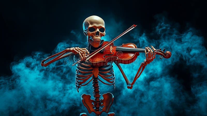 Skeleton Playing Violin in Dark Gothic Setting Stock Illustration ...