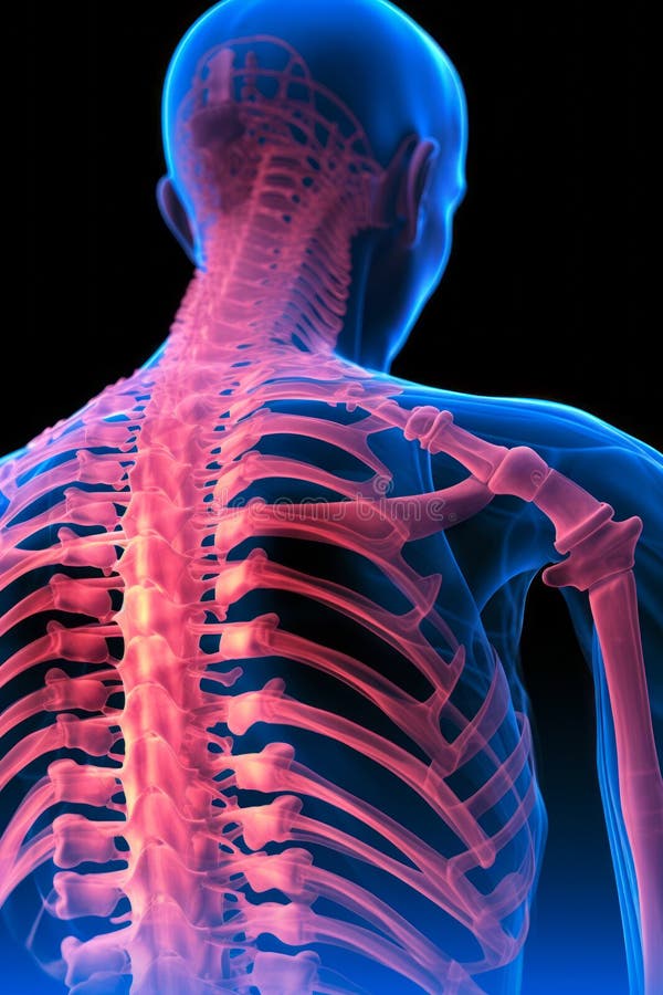 Skeleton with Red and Blue Highlighted Back View of it. Generative AI ...