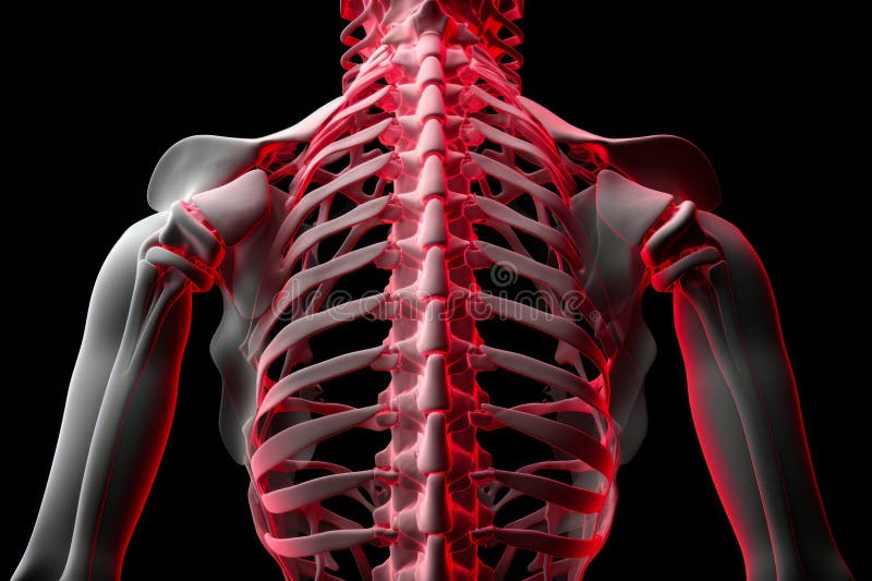 Skeleton with Red Highlighted Back and Arms and Shoulder. Generative AI ...