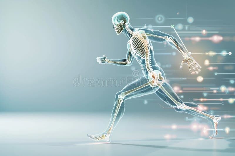 Skeleton Running in Digital Space Stock Illustration - Illustration of ...