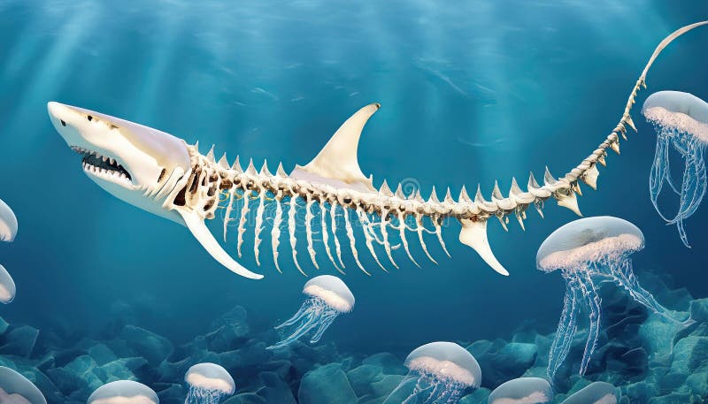 A skeleton shark stock illustration. Illustration of skeleton - 295608171