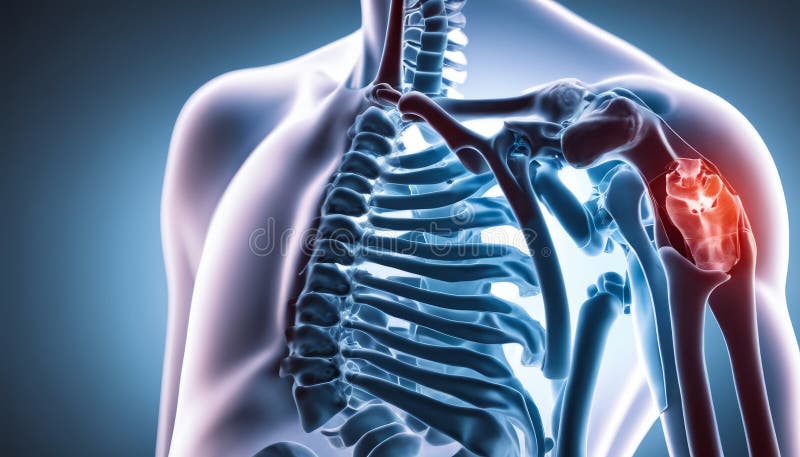 A Skeleton with a Shoulder Injury Stock Illustration - Illustration of ...