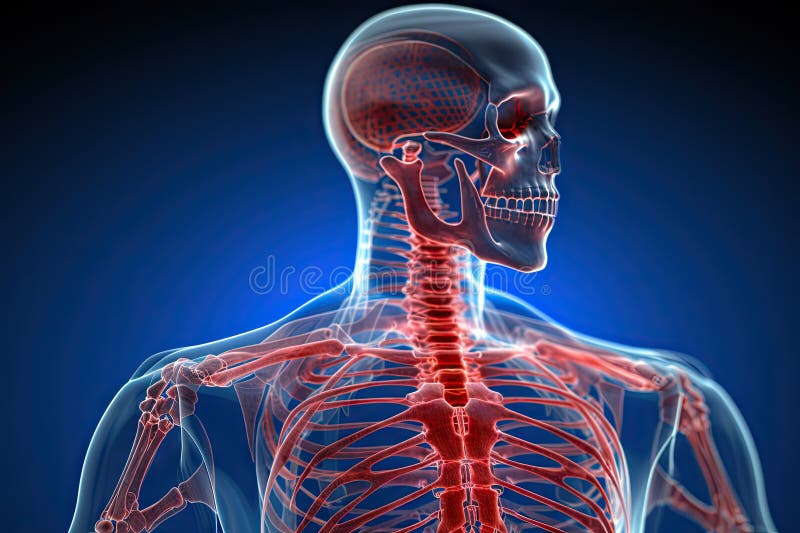 A Skeleton is Shown with the Skeleton Highlighted in Red Created with ...