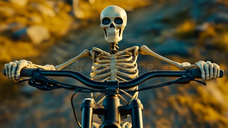 Skeleton Sitting on a Mountain Bike, Facing Forward Stock Illustration ...