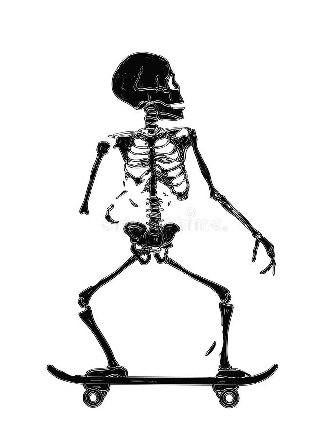 Skeleton in Skating Pose - Pencil Style Stock Illustration ...