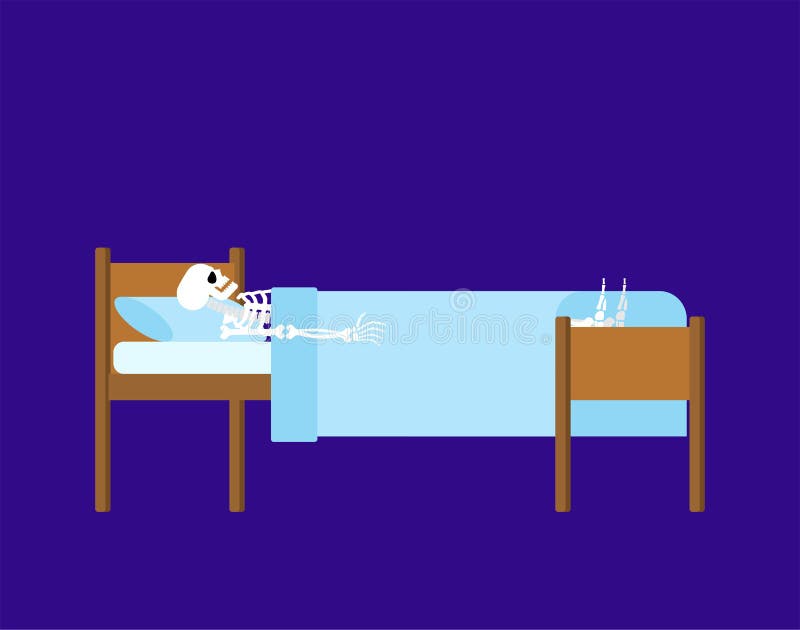 Skeleton Sleeping in Bed. Vector Illustration Stock Vector ...