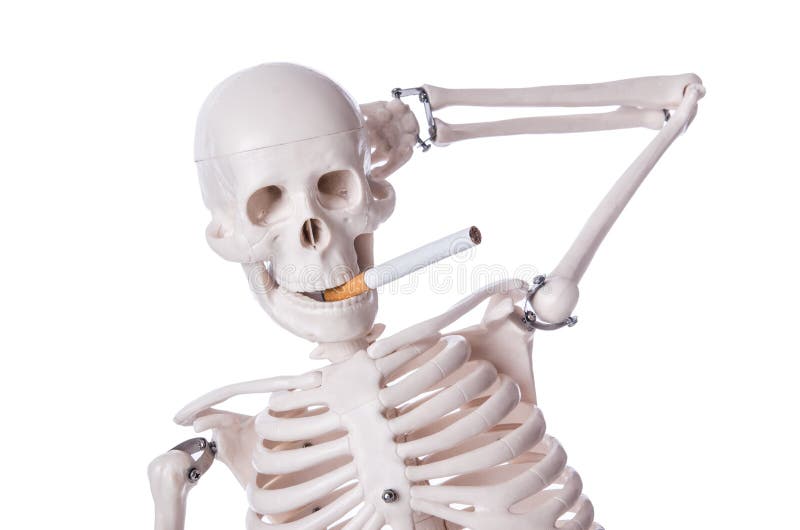 Skeleton smoking cigarette stock photo. Image of medicine - 44544588