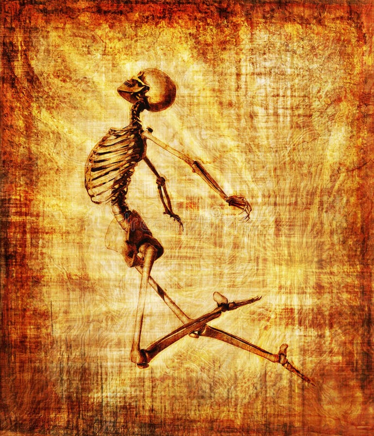 Skeleton Leaping - Pencil Drawing Style Stock Illustration ...