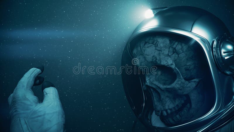 Skeleton in a Spacesuit Floating in Space. Lost in Space Concept Stock ...