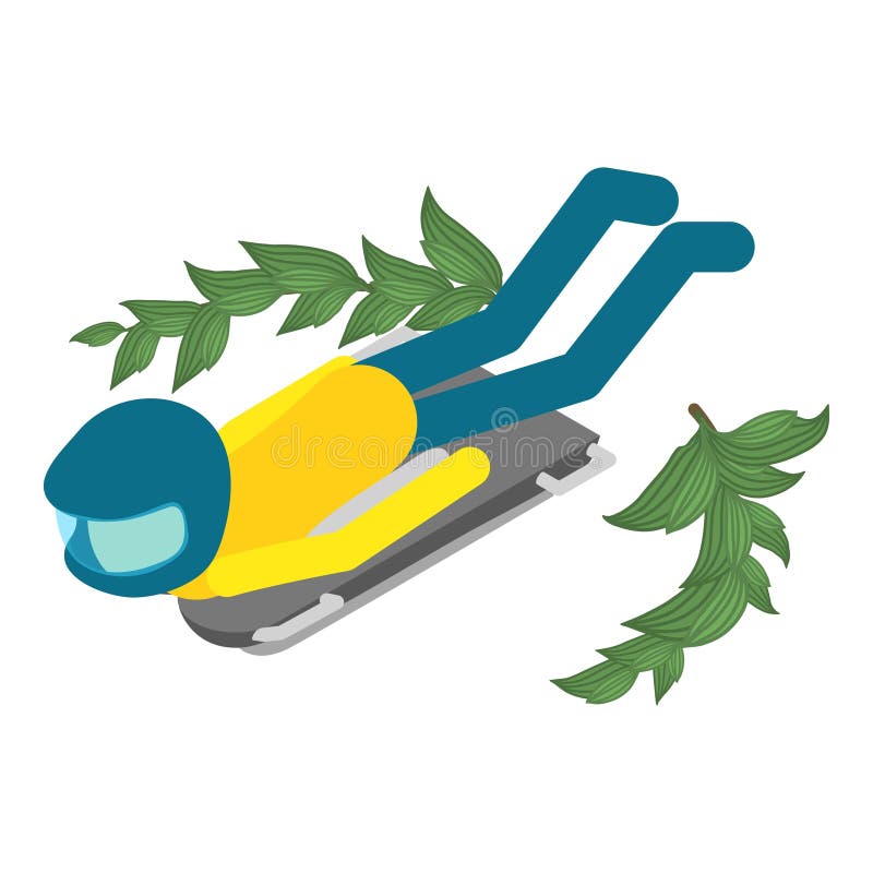 Skeleton Sport Icon Isometric Vector. Skeleton Sled Race Athlete on ...