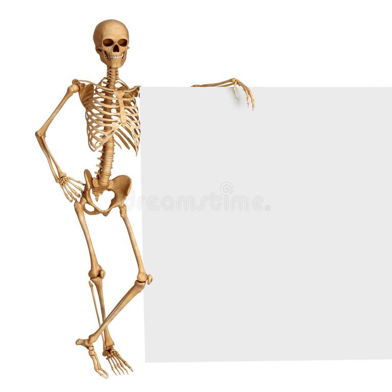 Skeleton is Standing Near Sign Stock Illustration - Illustration of ...