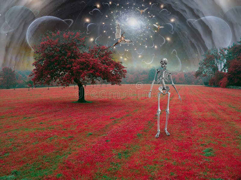 Skull - surreal landscape stock illustration. Illustration of head ...