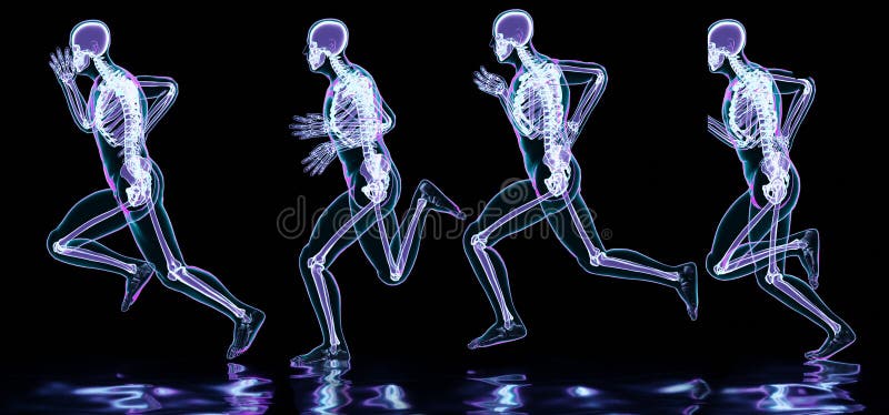Skeleton System of Running Man, Bone Anatomy while Run, Running Man ...