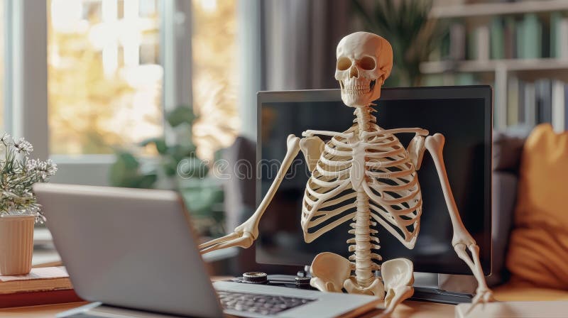 Skeleton Using Laptop for Digital Learning in Modern Home Office ...