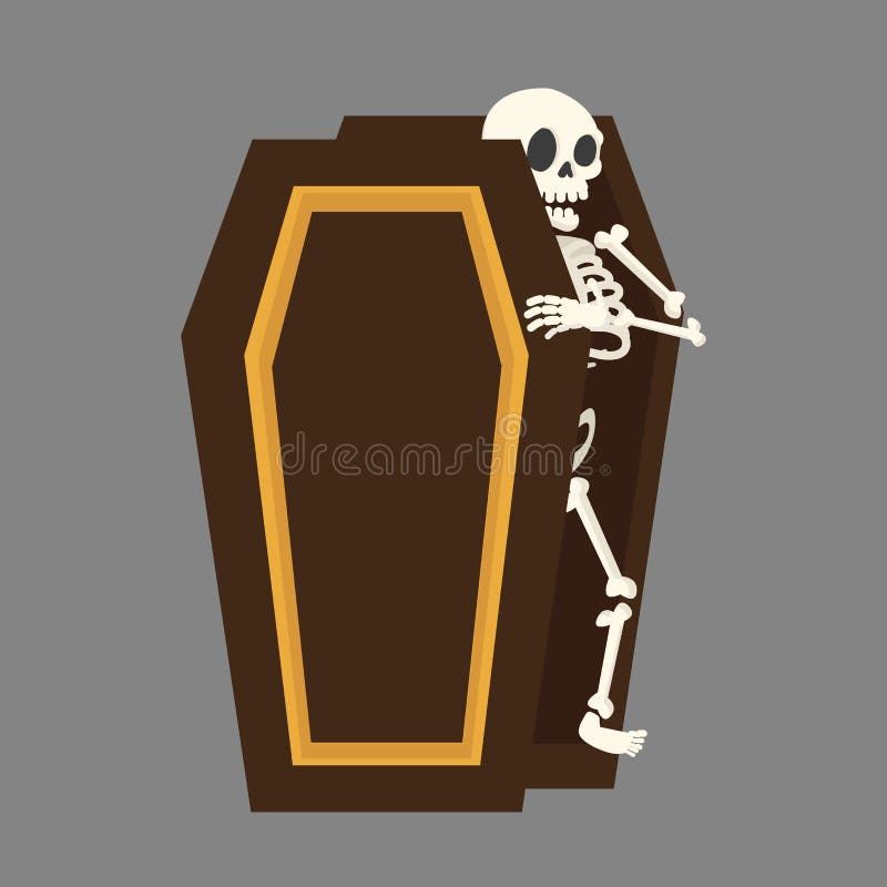 Skeleton Wake Up in Coffin Vector Flat Style Stock Vector ...